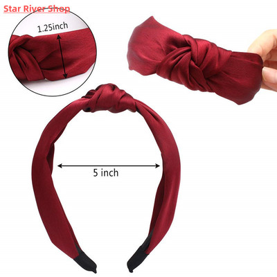 Women Wide Side Headband Twisted Knotted Head Hoop Solid Col