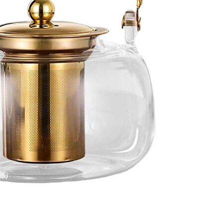 Glass Teapot Stovetop Clear Kung Fu Tea with Strainer for