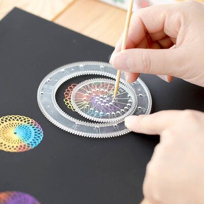 Funny Interlocking Gears Wheel Spirograph Drawing Toys Creat