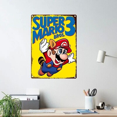 MINISO Super Mario Bowser Kart Metal Poster and Print Tin Si