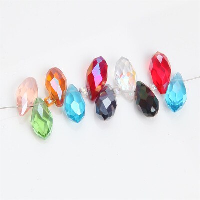 50PCS Austria Glass Teardrop Beads Faceted Crystal Briolette