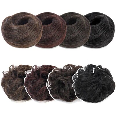 Ball Head Fake Scrunchie Hair Bun Straight Hair Messy Curly