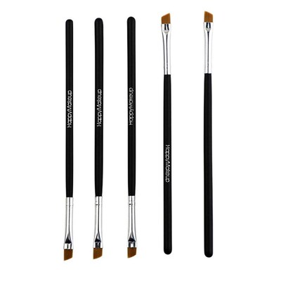 5Pcs Professional Black Eyebrow Inclined Flat Angled Brush M