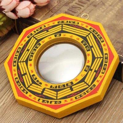 Chinese Lucky Feng Shui Ancient Dent Bagua Wooden Mirror