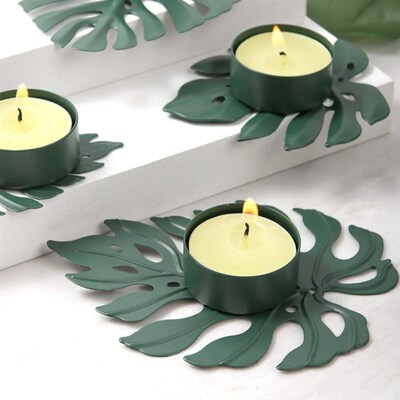 Candle holder holiday metal leaf ornaments candlelight dinne