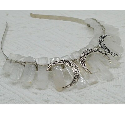 Natural Crystal Crown Queen Raw Crystal Hair Band Lapis Amet
