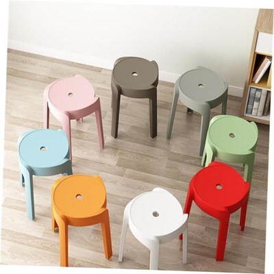 Nordic round stool plastic adult stackable high table chair