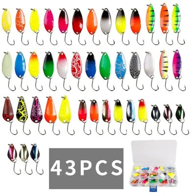Sequined Fishing Spoon Lure Set Metal Baits Trout Fishing Ba