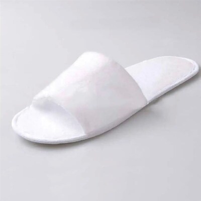 1pair Disposable Travel Hotel Slippers White Towelling Close