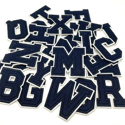 Navy Blue Letters Embroidery Patches Applique Diy Alphabet I