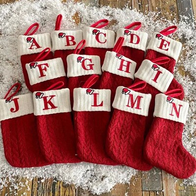 Letters Christmas Stocking New Knitting Christmas Tree Penda