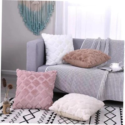 cushion cover pillow case cussion case PV绒菱形毛绒枕头枕套