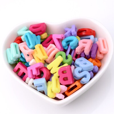 100pcs 12mm Multicolour Random Letter Beads Acrylic Alphabet