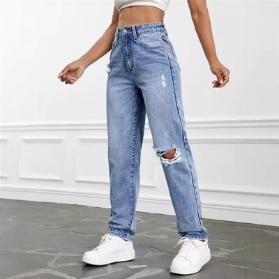 Promotional Independent Station Womens Jeans High Waist Rip