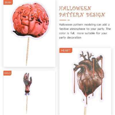 24 Pcs Halloween Cake Insert Props Birthday Inserts