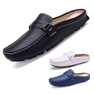 Men Slippers Fashion Leather Loafers Moccasins Outdoor