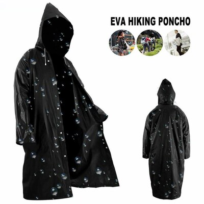Men Women Raincoat Outdoor Rainwear EVA Cloth Hoodie Long Ra
