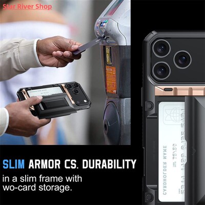Slide Wallet Bracket Slot Phone Case For iPhone 15 14 13 12