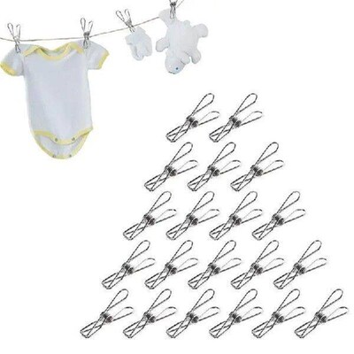 20PC Clothes Drying Clips Stainless Steel Securing Folder