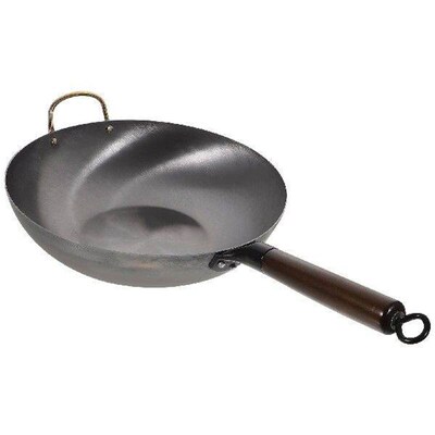 Non Stick Wok Pan Iron Wood H Cooking Frying Grilling