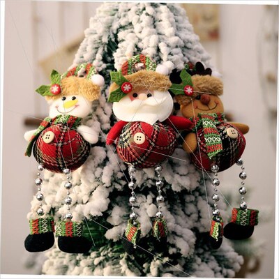 Christmas gingham beaded leg pendant window decoration