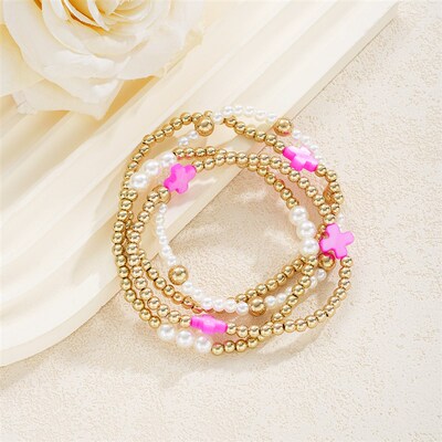 Beaded Elastic Cross Bracelet串珠弹性十字架手链礼物串珠手链