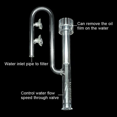 Aquarium Skimmer Glass  Pipe Spin Surface Inflow Outflow 13m