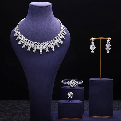 Ingenious 4-piece Bridal Zirconia Full Set Womens Party Jew