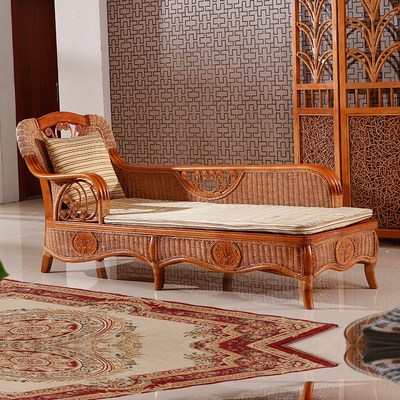 格乐诗藤制贵妃椅 藤编美人榻贵妃榻 躺椅客厅椅 贵妃床沙发藤椅