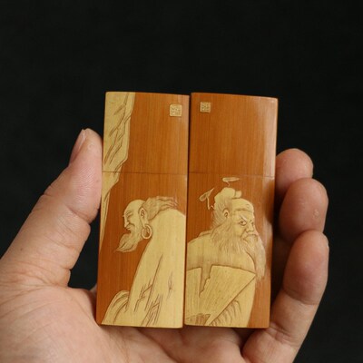 玉竹留青牙签盒东阳名家戚挺飞本工纯属个精工留青雕刻工艺文玩竹