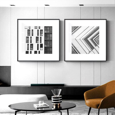 Black and White Architectural Art Abstract Decorative Painti