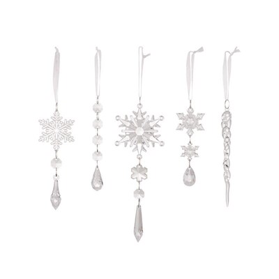 Snowflake Ornaments, Clear Crystal Christmas Tree Decor圣诞