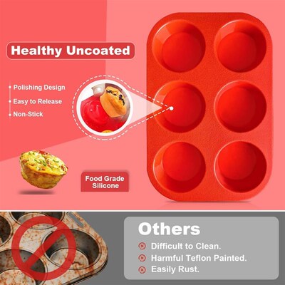 Silicone Muffin Pan 6 Cup Cupcake Baking Cups Egg Muffin