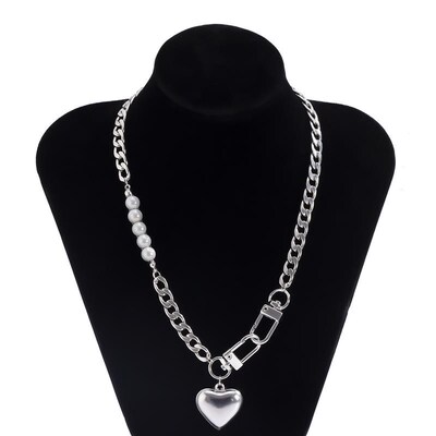 Salircon Punk Stainless Steel Heart Pendant Necklace for