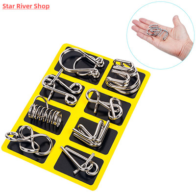 8Pcs/Set Metal Montessori Puzzle Wire IQ Mind Brain Teaser P