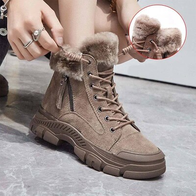 Winter Shoes Women Snow Boots Thick Sole Warm Plush Genuine