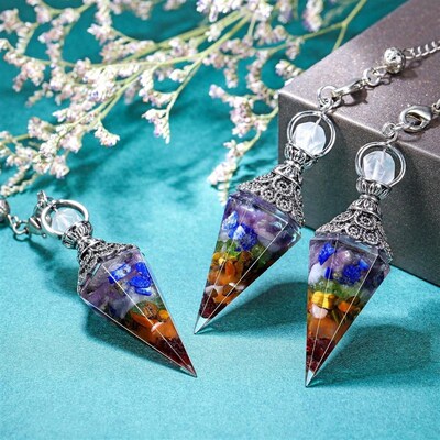 7 Chakra Pendulum for Dowsing Divination Healing Crystals Na