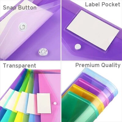 10/5pcs A4 Folders Plastic Envelopes Clear File Folder for D