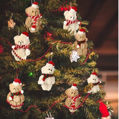 12-48Pcs Christmas Stuffed Animals Mini Teddy Bears Bulk wit