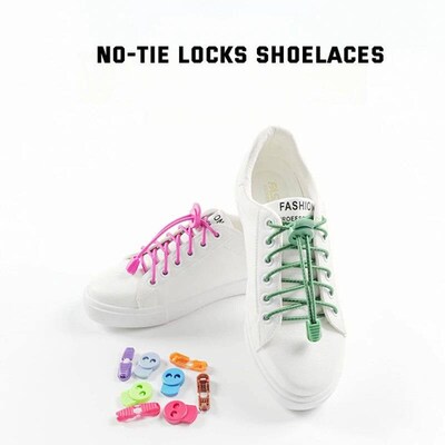 1Pair Lock Shoe laces Round Tennis Laces Without ties Adult