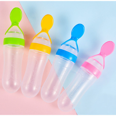 Squeezing Feeding Bottle Silicone Newborn Baby Training Rice
