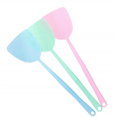 Colorful Long-Handle Plastic Fly Swatter, Manual Insect Swat