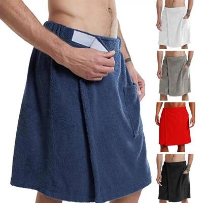 Men Bathrobe Bath Towel Adjustable Elastic Waist Homewear Ni