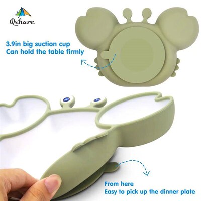 Qshare Baby Silicone Dishes Childrens Tableware Plate Baby