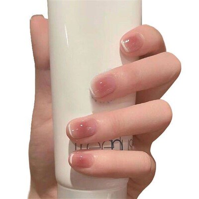 Short Round Press-on Nails Sweet Pink Wearable Fake Nails