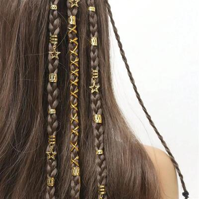 36pcs Star Decor Hair Ring Accessories ,Beads Hair Braid