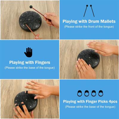 Tongue Drum Rain Drum Musical Metal Drums Set Stable Light-W