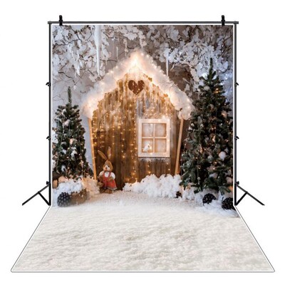 Christmas ree Fireplace Photocall Backgrounds Snowman Window