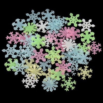 50Pcs Luminous Snowflake Wall Stickers Glow In The Dark Deca