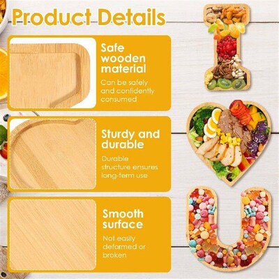 New Letter Charcuterie Board 9 Inch Bamboo I Love You Food